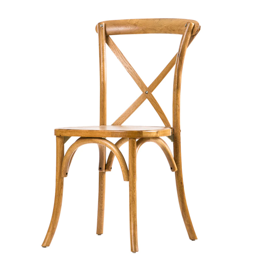 Natural Wood Cross Back Chair – West Adams Event Rentals